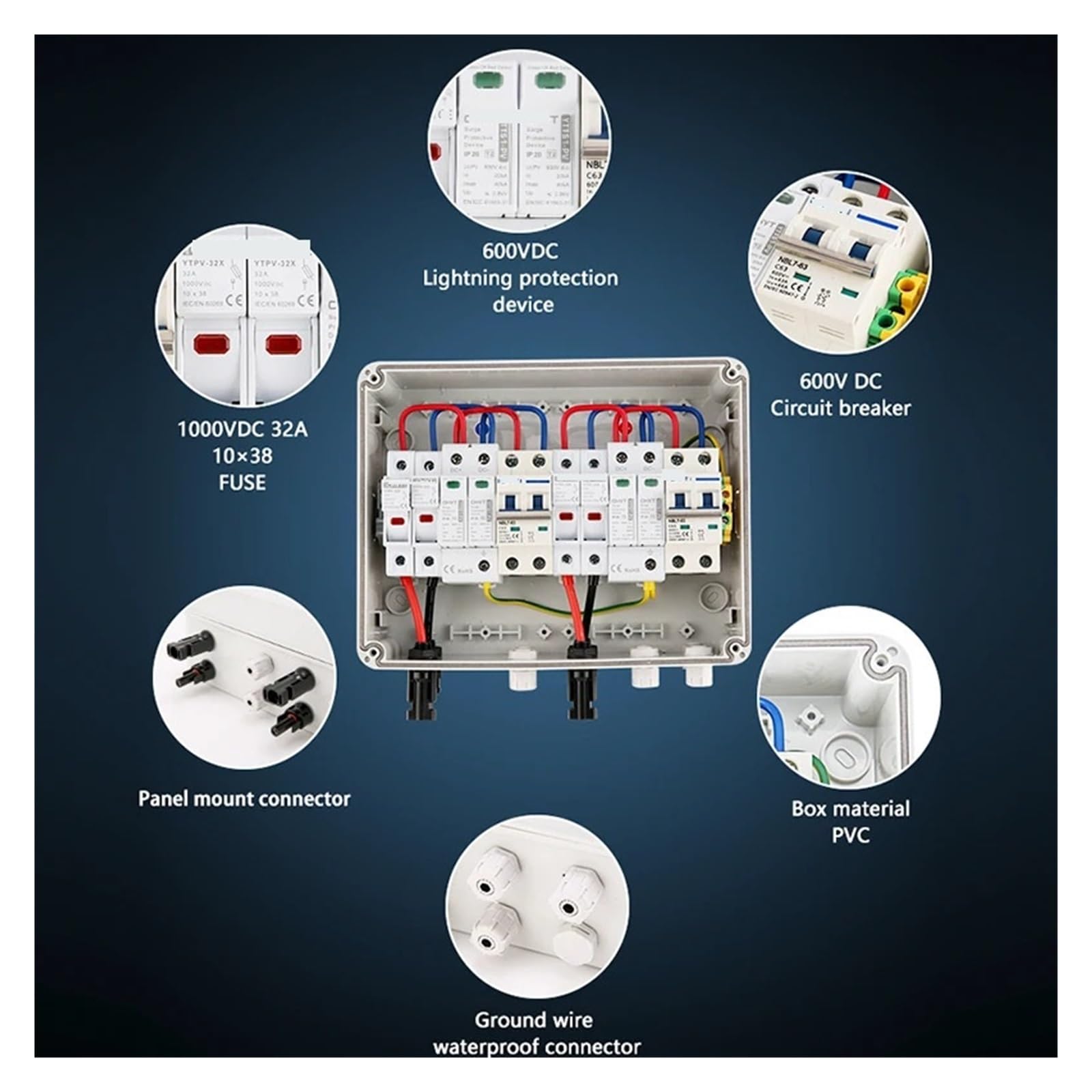 Solar Panel Combiner Box Solar Photovoltaic PV Combiner Box Surge ...
