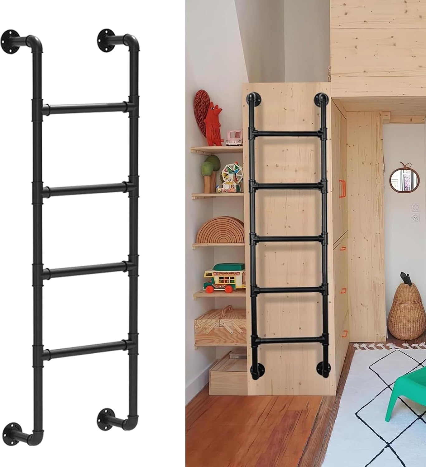 Amazon.com: Interior Climbing Ladders Black Attic Stairs Egress Ladder ...