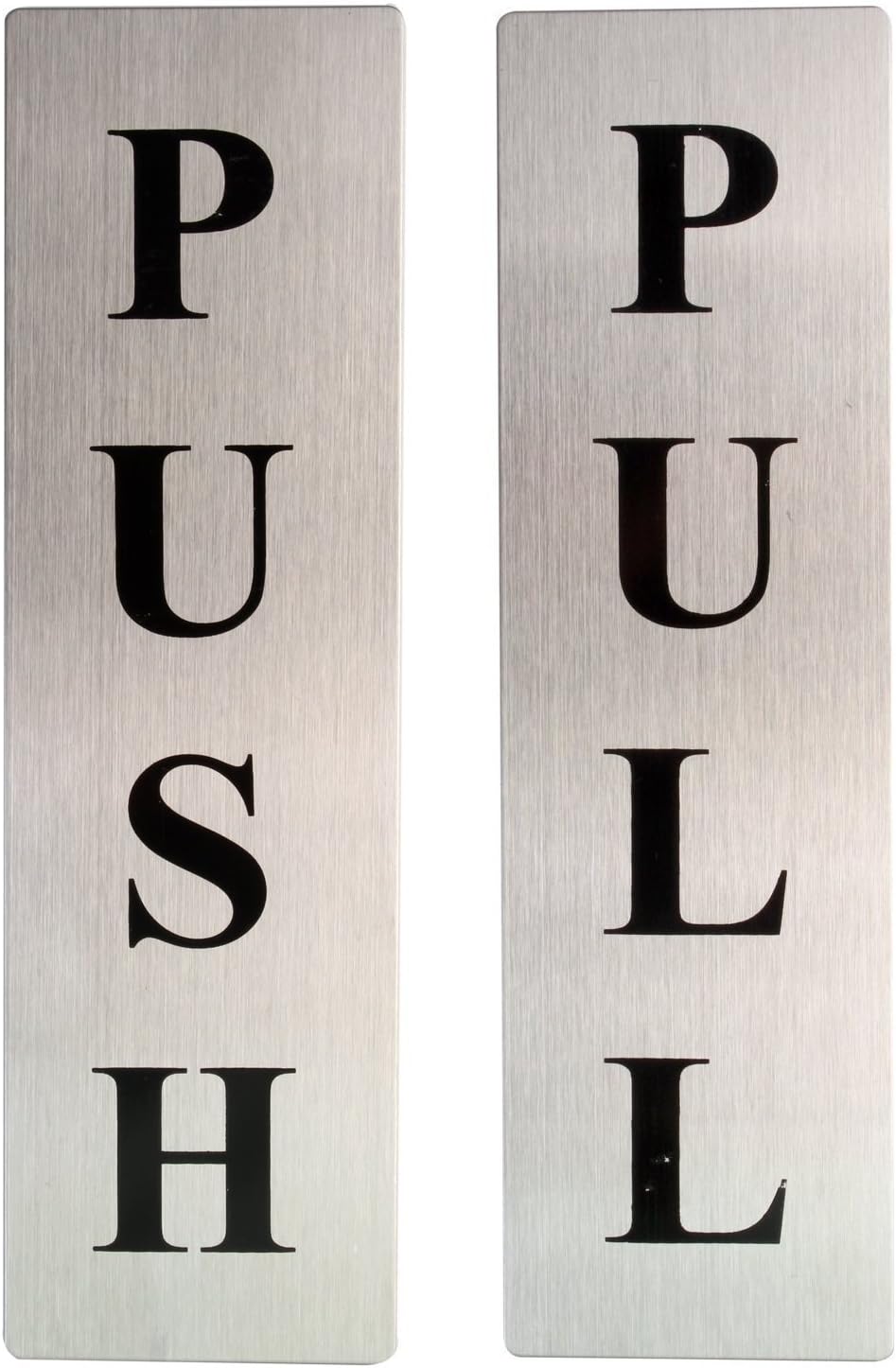 EKRON Push Pull Metal Sign Stickers Self Adhesive Stainless Steel Push ...
