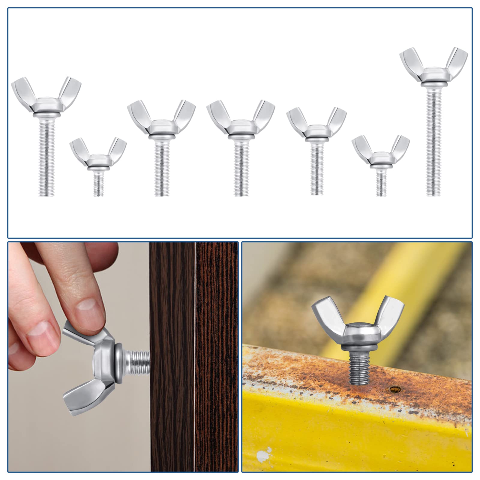 Snapklik.com : 62 Pcs 7 Sizes Wing Screws Assortment Kit, Stainless ...