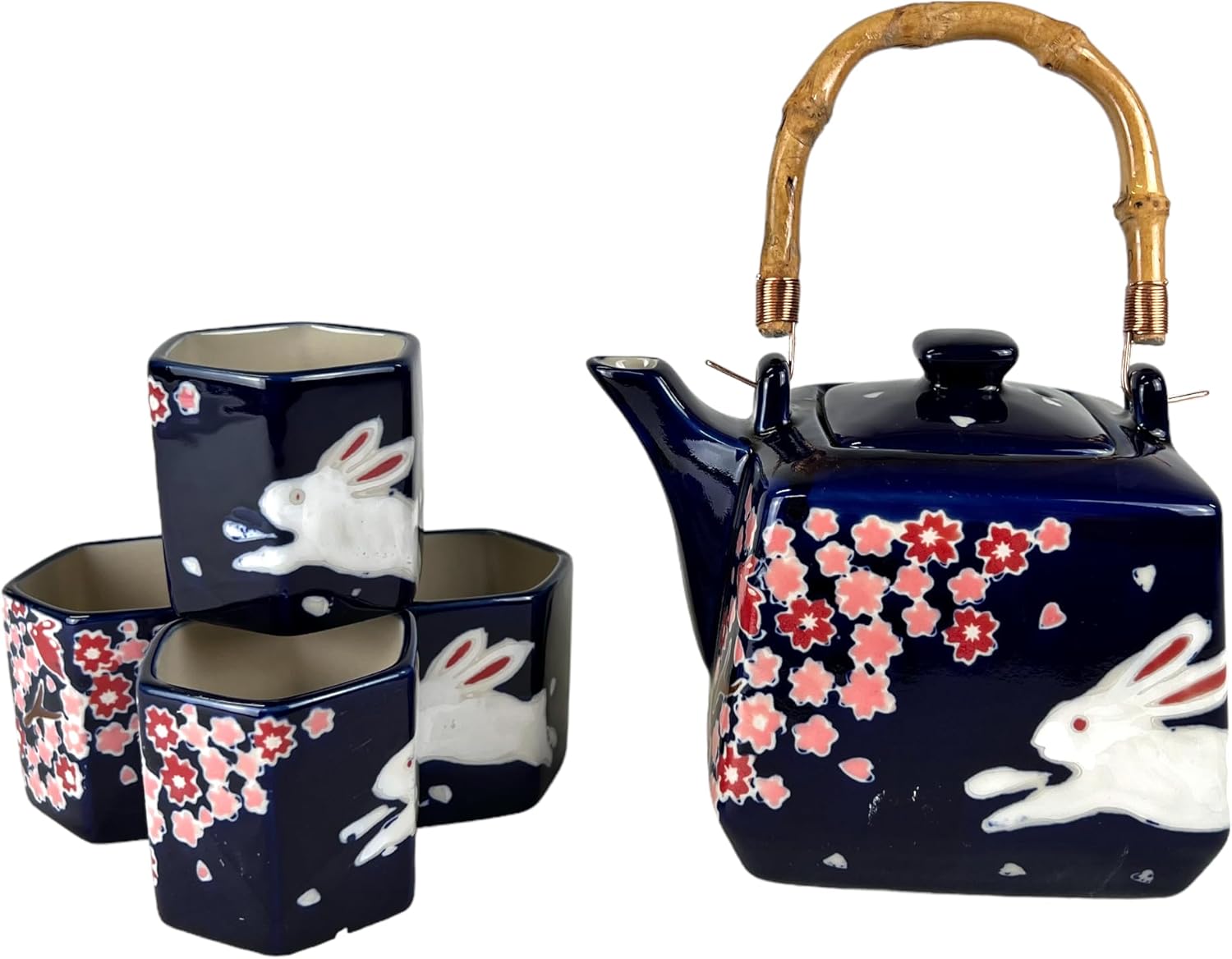 Amazon.com | Porcelain Tea Set Square Shape 20 fl oz Teapot with 4 ...