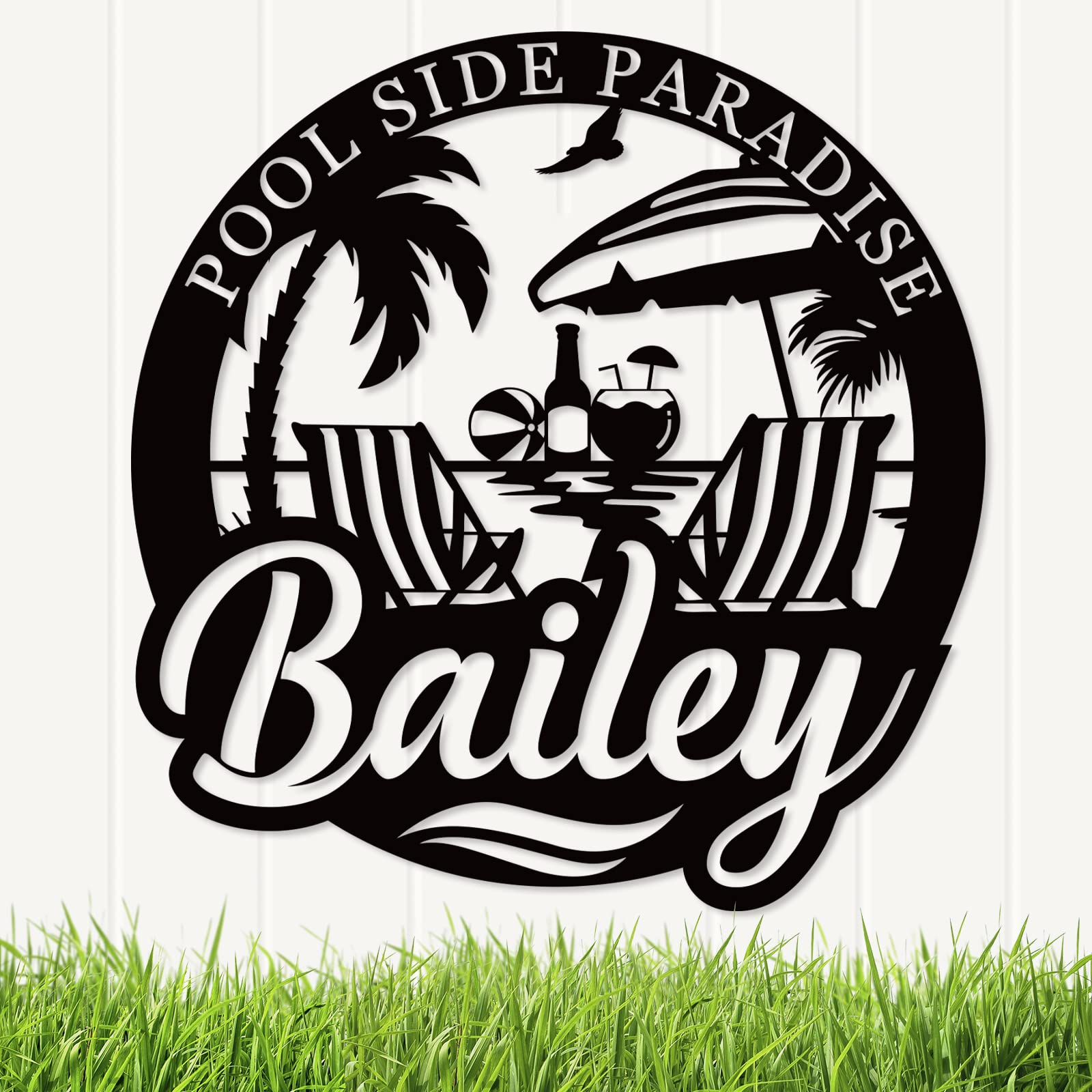 Amazon.com : Personalized Name Metal Pool Sign, Swimming Pool Metal ...