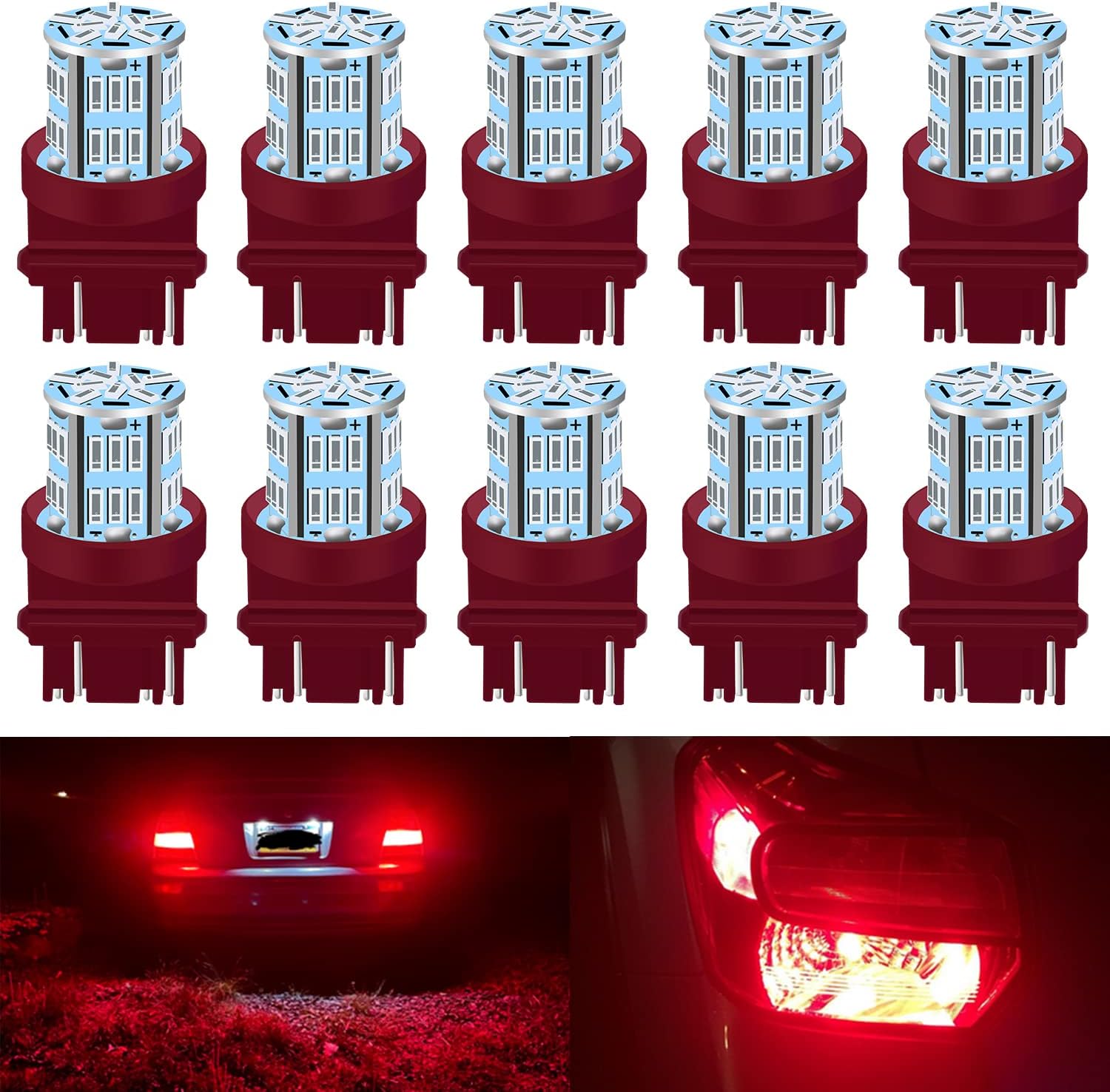 Amazon.com: FANTELI 3157 LED Bulb Red for Brake Lights, 300% Brighter ...