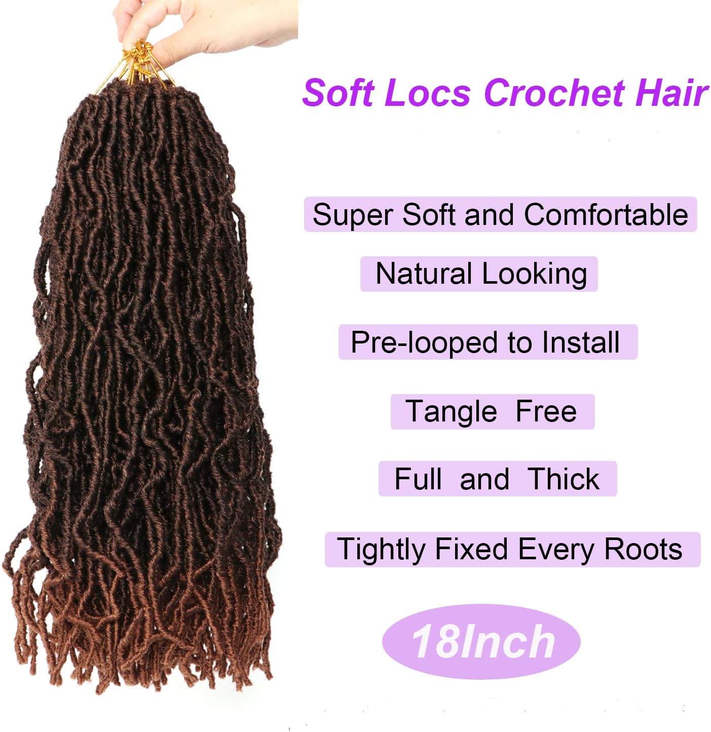 18 Inch Faux Locs Crochet Hair Extensions Goddess Locs Crochet Braids ...