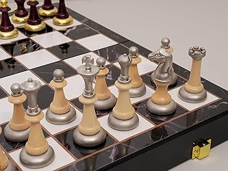 Amazon.com: Wooden+Metal Chess Set for Adults and Kids – Marbling Chess ...