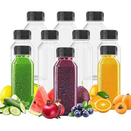 Amazon.com: 10 OZ Plastic Juice Bottles, Reusable Bulk Beverage ...