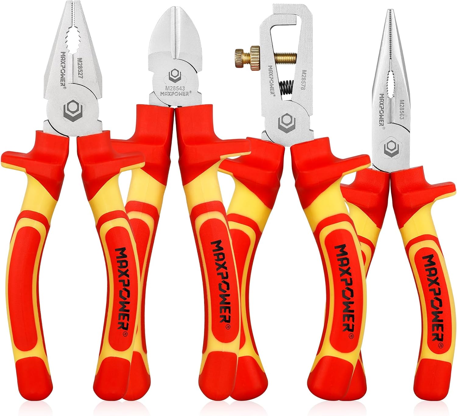 VDE Pliers Set 1000V, MAXPOWER 4PCs Electricians Pliers Set Included ...