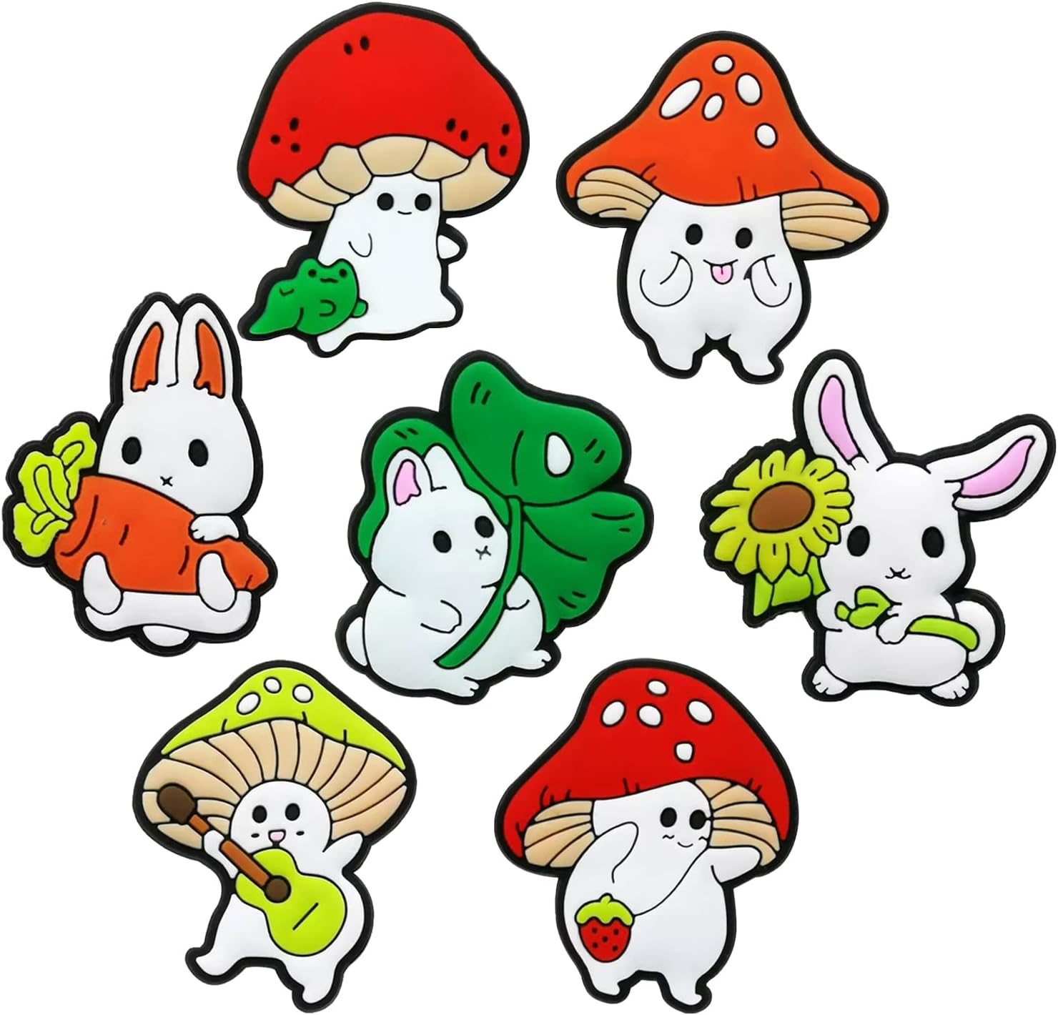Amazon.com: 7 Pcs Cute Rabbit Croc Charms, Kawaii Mushroom Shoe ...