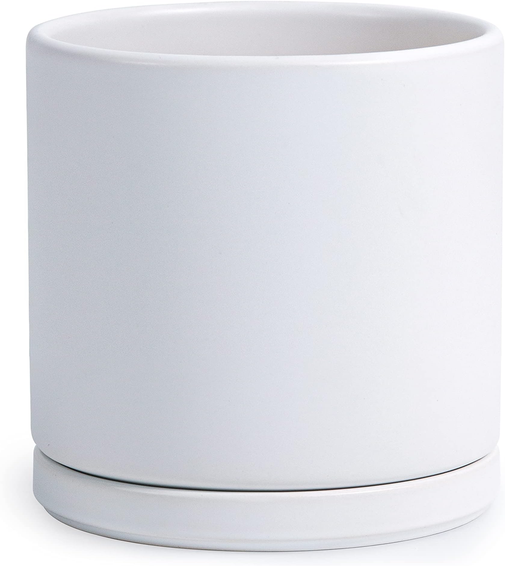 Amazon.com: Amazon Basics Fluted Ceramic Round Planter, 8-Inch, White ...