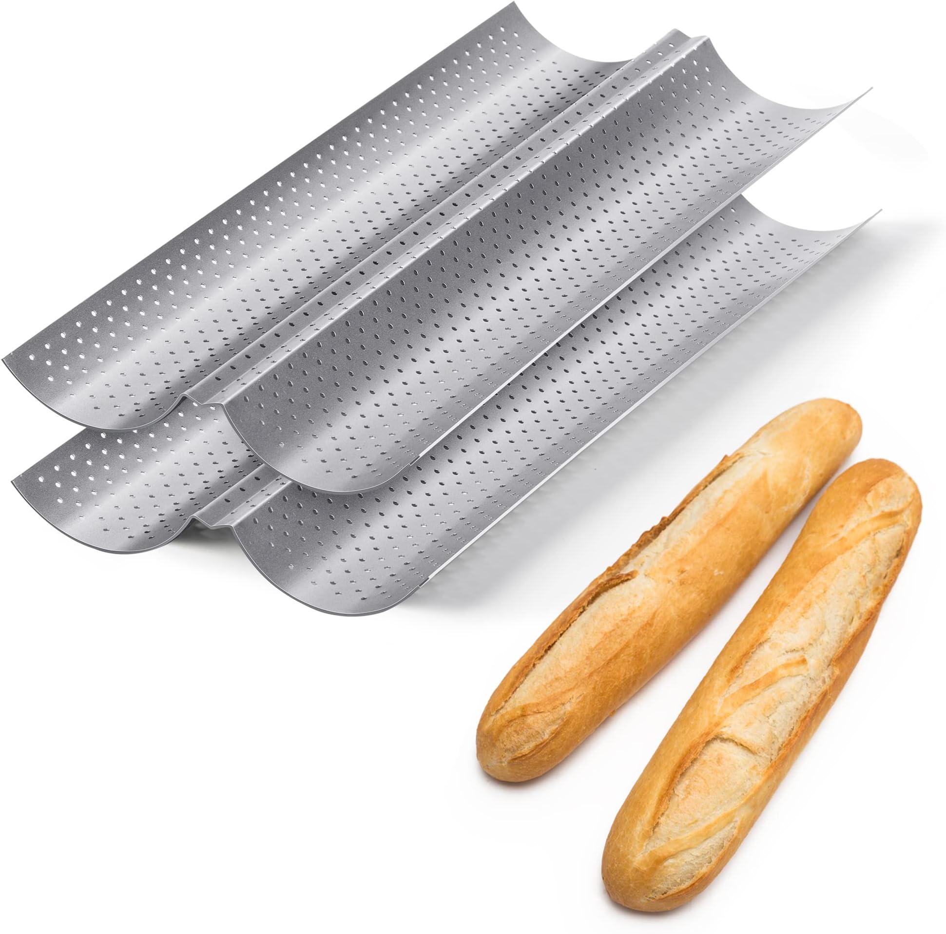 Amazon.com: French Bread Baking Pan , Premium Metallic Carbon Steel ...