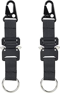 AMIJOUX 2 Pcs Black Military Tactical Keychain, Detachable Carabiner ...