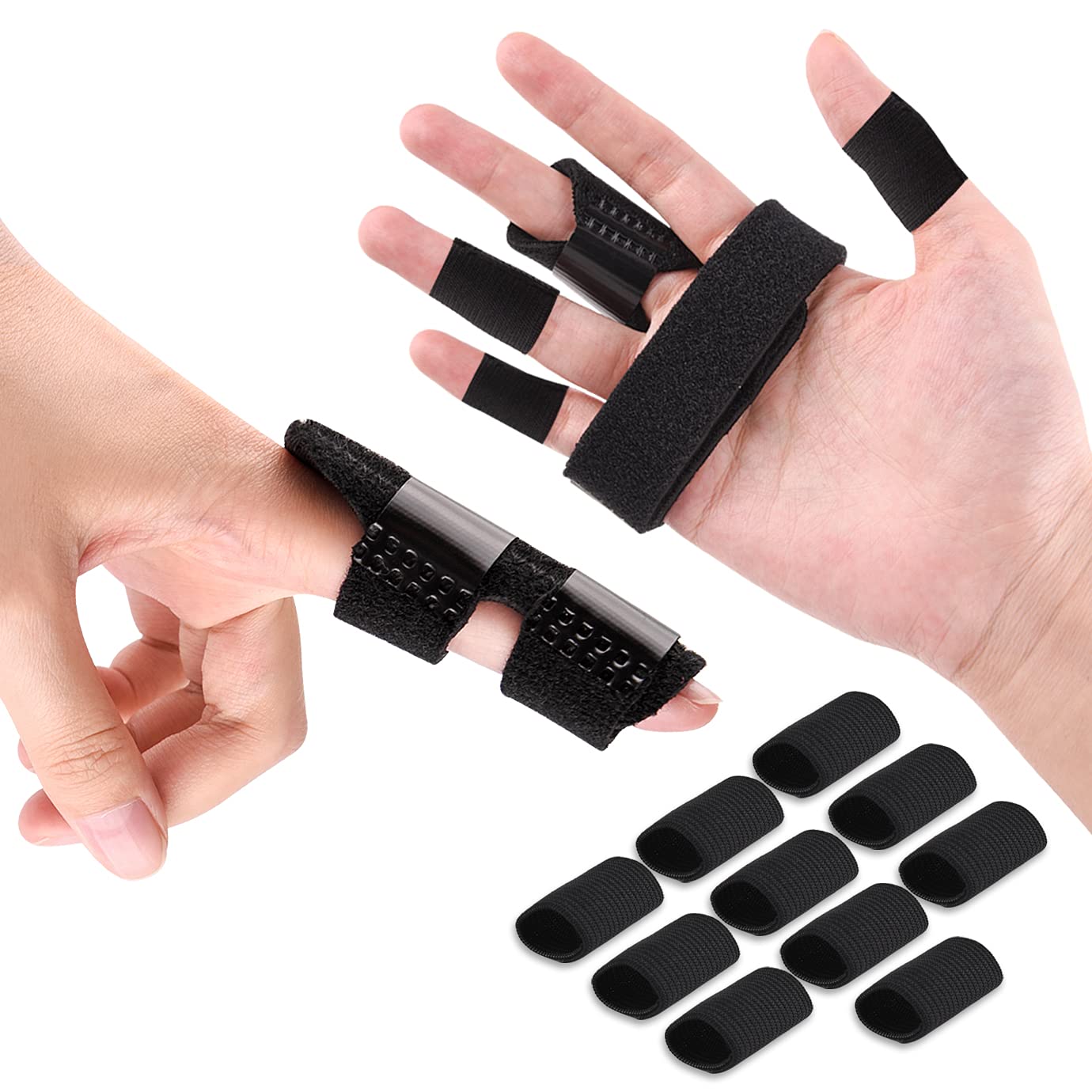 Buy QUACOWW 12 Pieces Finger Splints, Two Styles Finger Brace with 10 ...