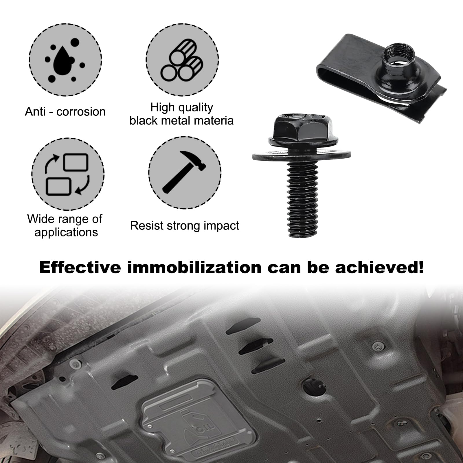 Snapklik.com : 10 PCS Car Body Bolt & U-Nut Kit, Hex Screw U Nut Clip ...