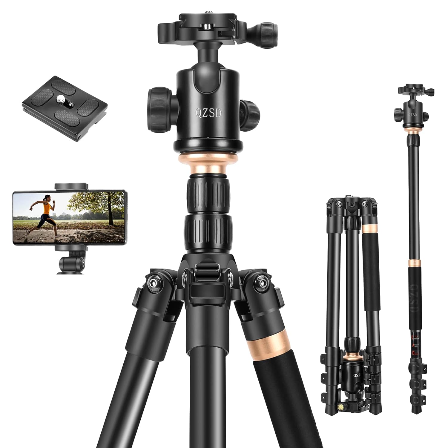 Buy Aluminium Tripod for Camera, QZSD 66 inch Professional Camera ...