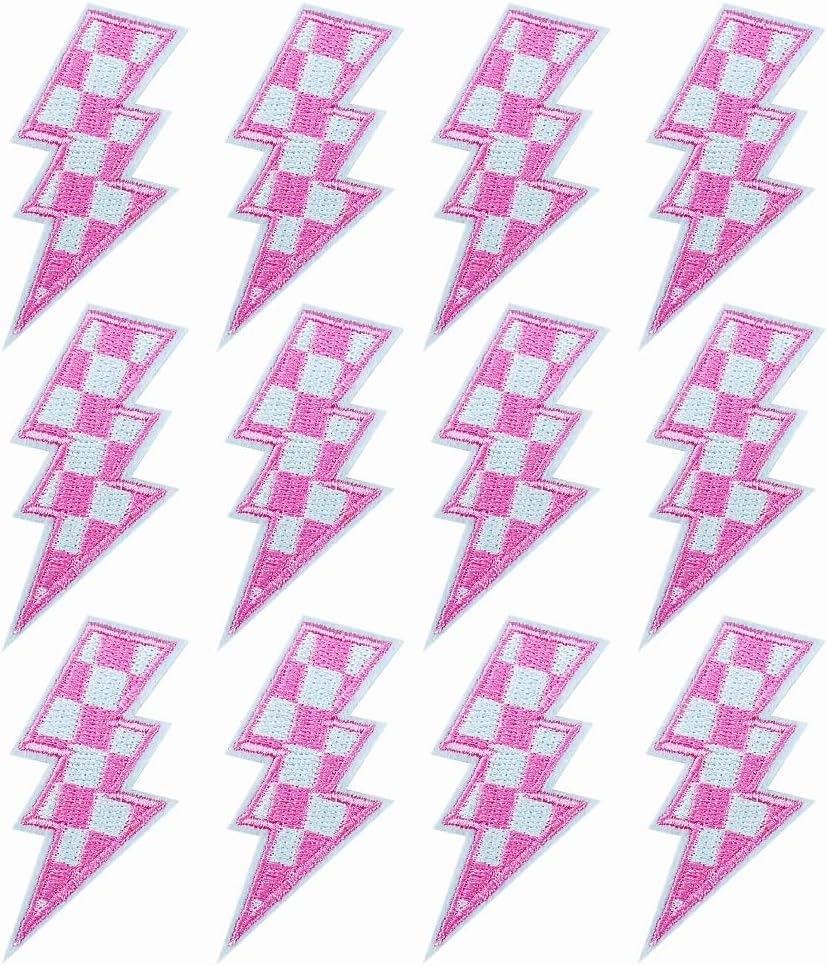 Amazon.com: SaktopDeco 12 PCS Checkered Lightning Patch Lightning Iron ...