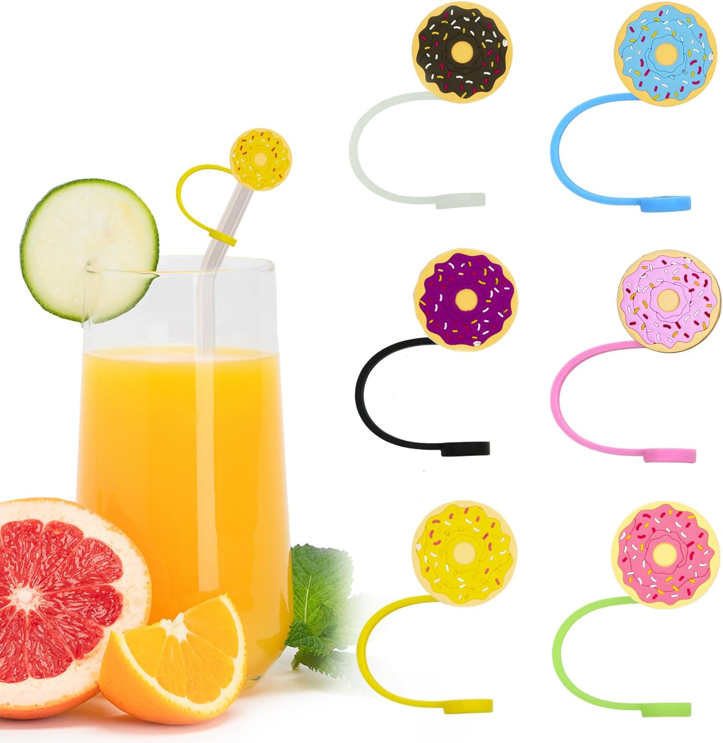 Amazon.com: 16pcs Beach Themed Reusable Food Grade Silicone Straw ...