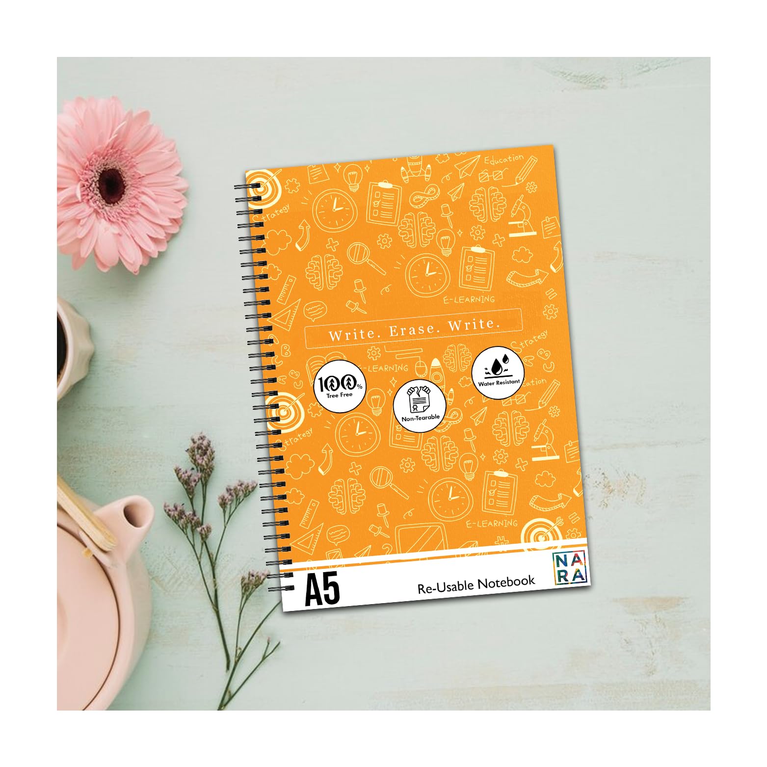 Nara Smart ReUsable Notebook | Tree-free Notebook with 2 Erasable pen ...