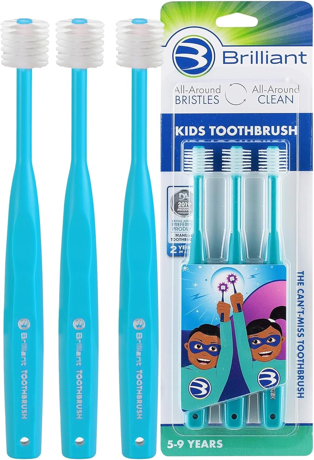 Brilliant Kids Toothbrush, Ages 5-9 Years Old, Boys and Girls, Use When ...