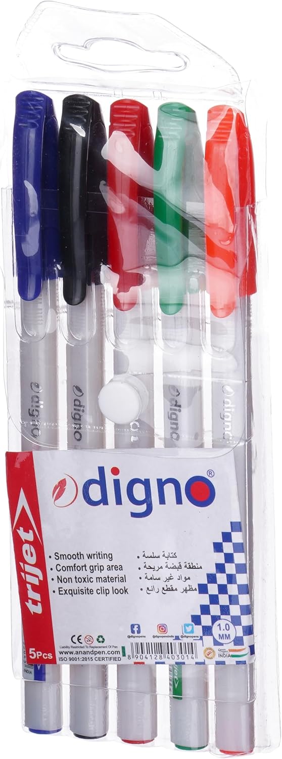 Digno Trijet Ball Pen Set fo 5 Colours : Buy Online at Best Price in ...