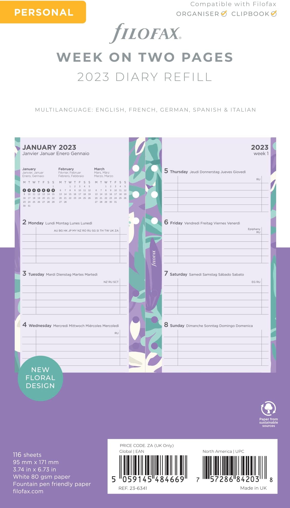 Filofax Pocket Floral Illustrated 2020 Diary Refill Pack : Amazon.co.uk ...