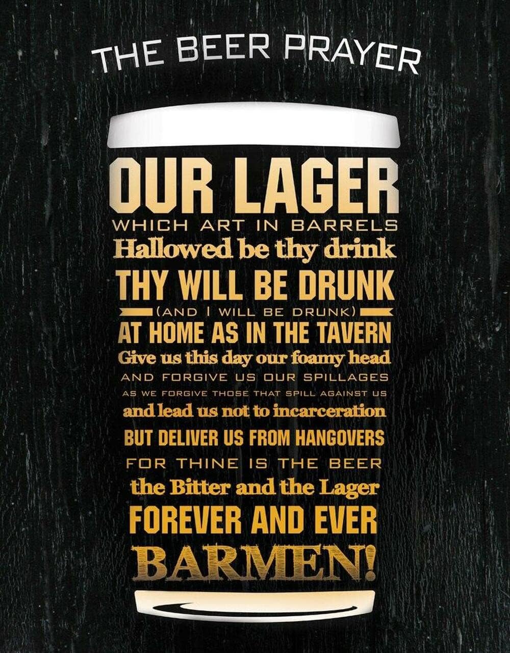 Amazon.com: ARTCLUB The Beer Prayer Our Lager Drink Drunk Barman, Fun ...