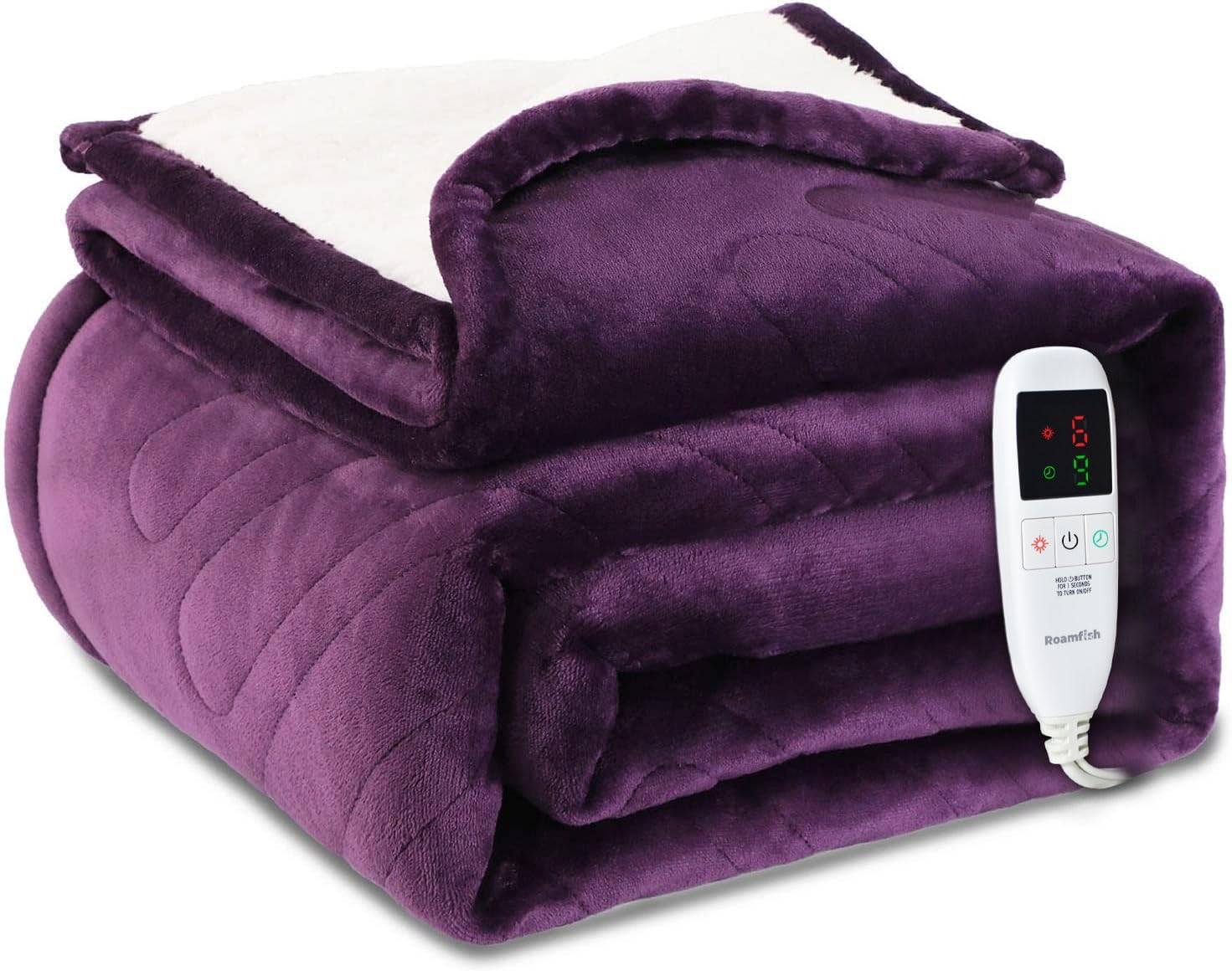 Amazon.com: Roamfish Electric Blanket Purple Heated Throw - 50"×60 ...