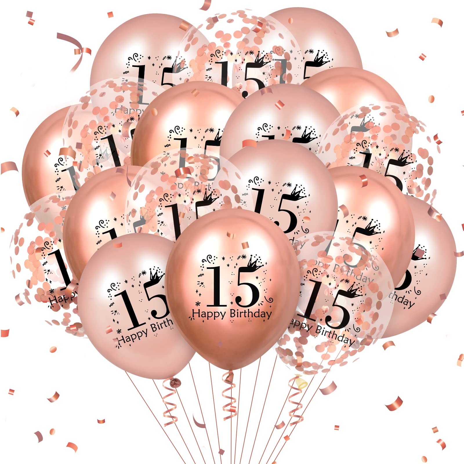 Amazon.com: 15th Birthday Balloons Decorations 18 Pcs Rose Gold Happy ...
