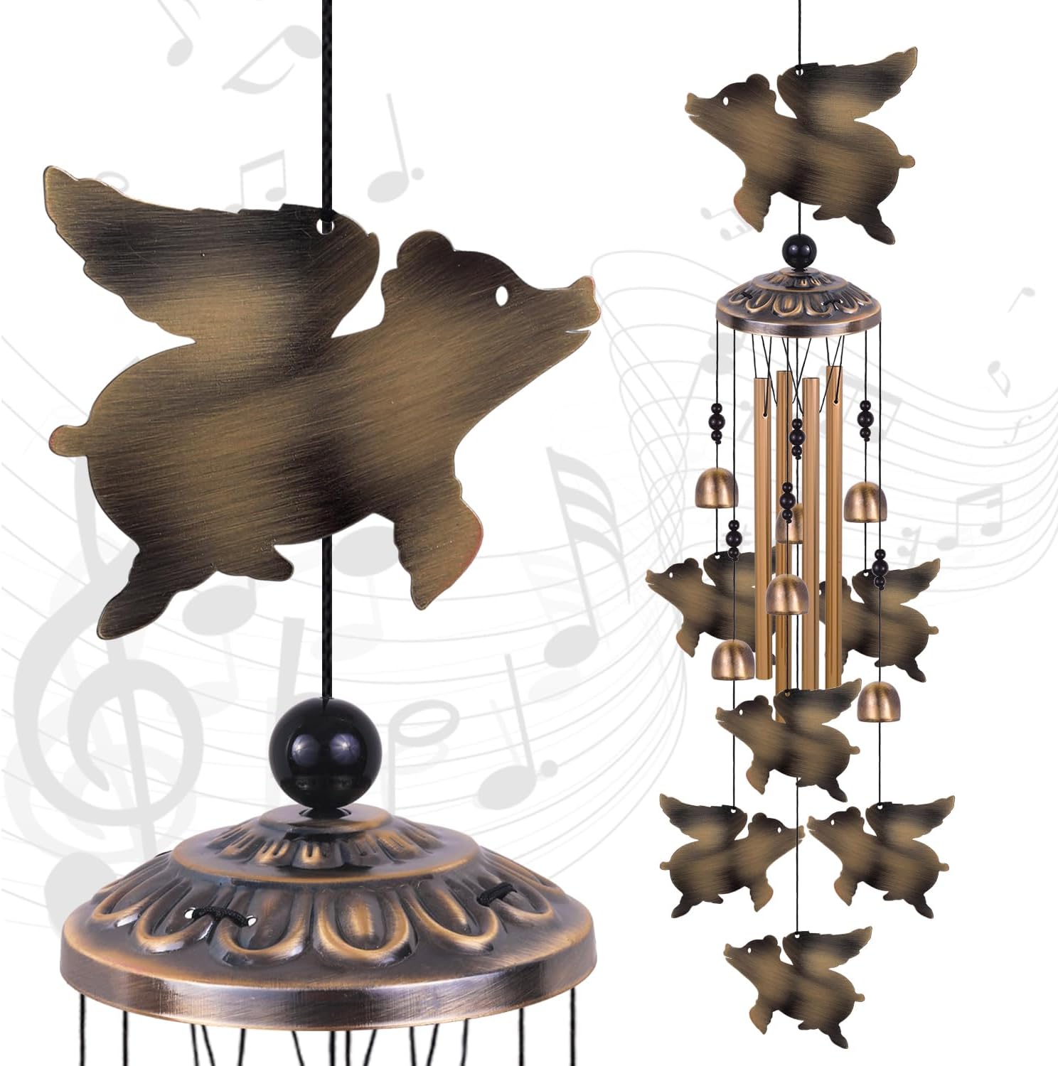 Amazon.com : Midwest-CBK Flying Pig With Wings Bell Wind Chime Cast ...