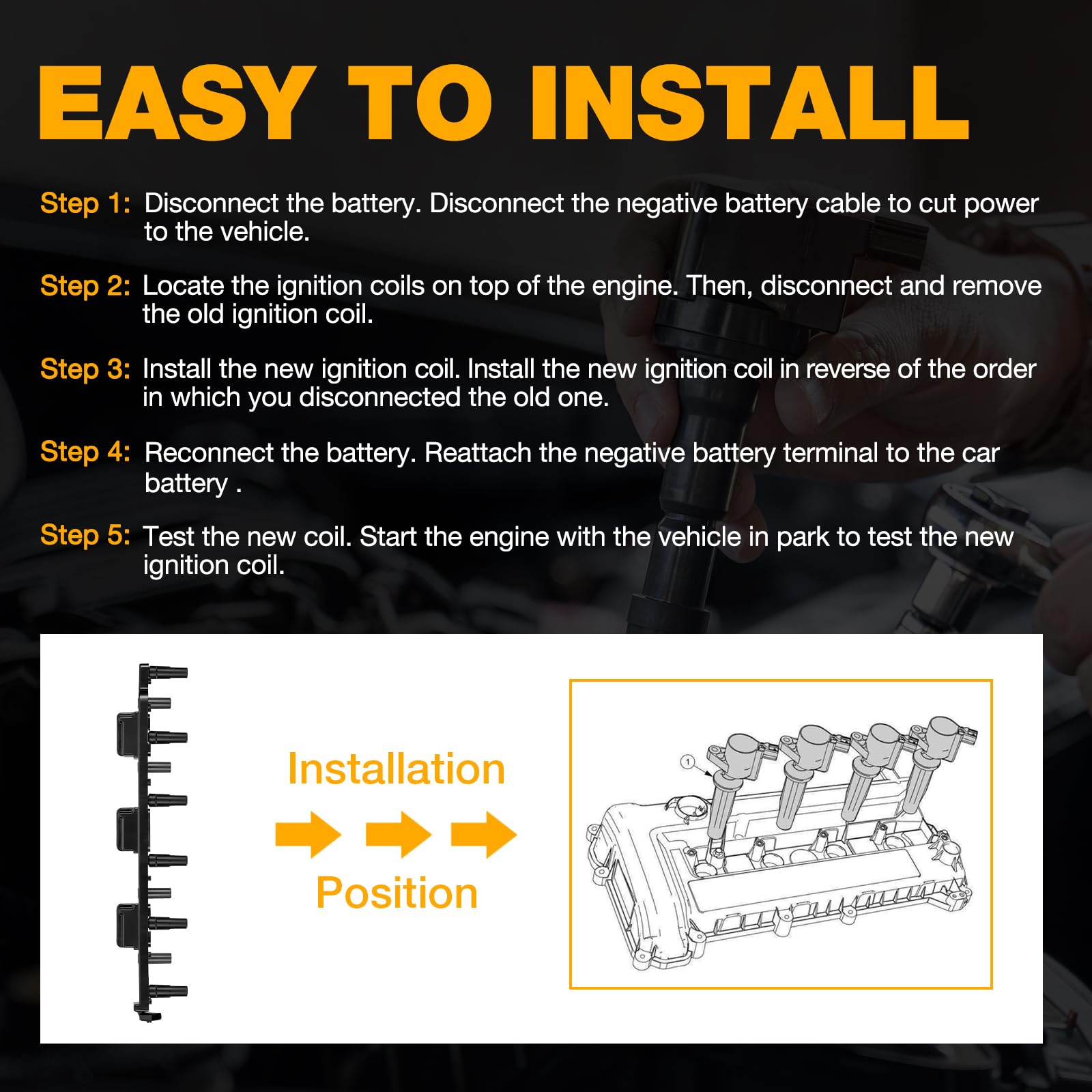 BDFHYK UF296 Ignition Coil Pack Compatible with 01 02 03 04 05 06 Jeep ...
