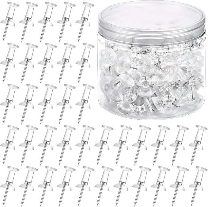 Clear Push Pins, 400Pcs Plastic Thumb Tacks Drawing Pins Map Pin Board ...