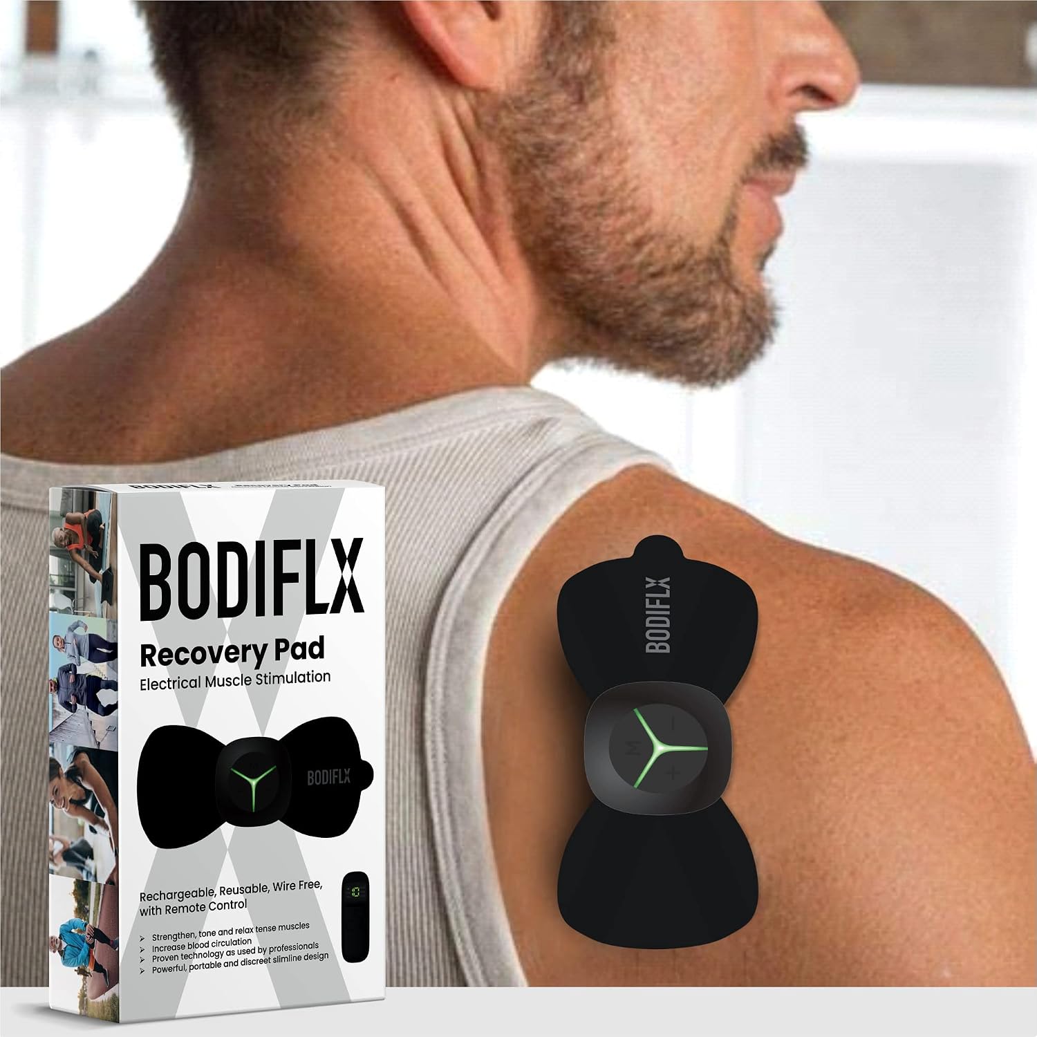 BODIFLX Recovery Pad - Wireless EMS Muscle Stimulator - Targeted Pain ...