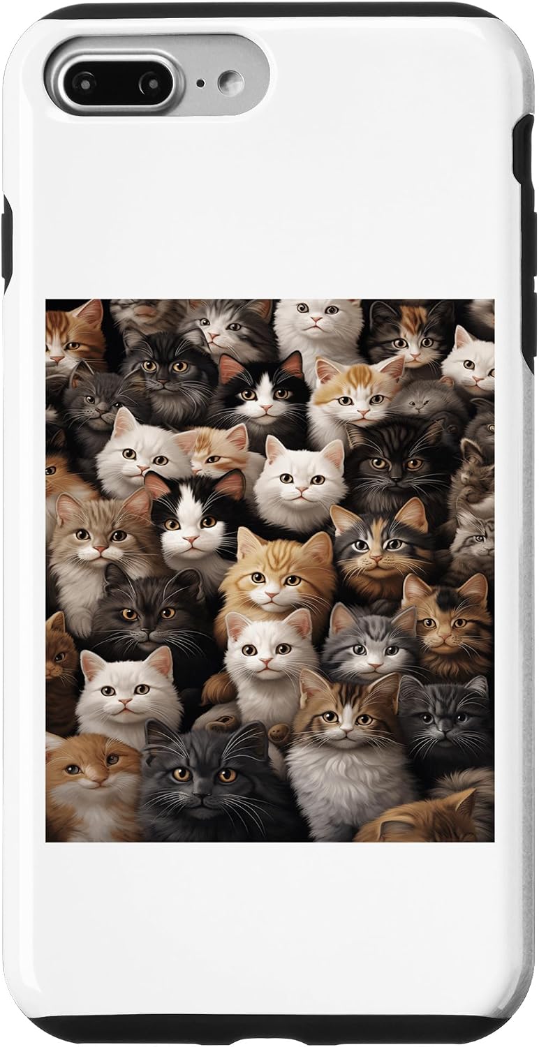 Amazon.com: iPhone 7 Plus/8 Plus Funny Cat many cats Cute Kawaii Cat ...