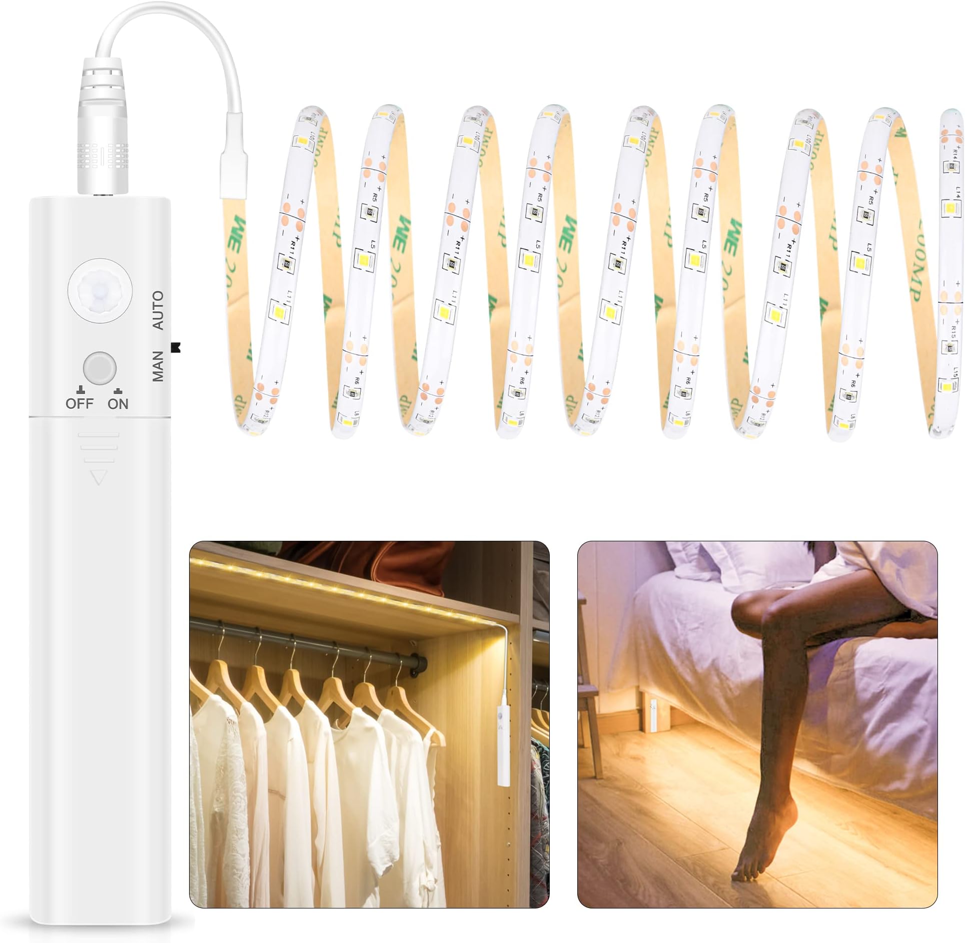 Striscia Luminosa LED sensore di movimento - 2M LED Striscia Luce per ...