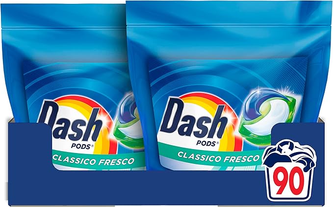 Dash Pods Detersivo Lavatrice In Capsule, 90 Lavaggi (2x45), Classico ...