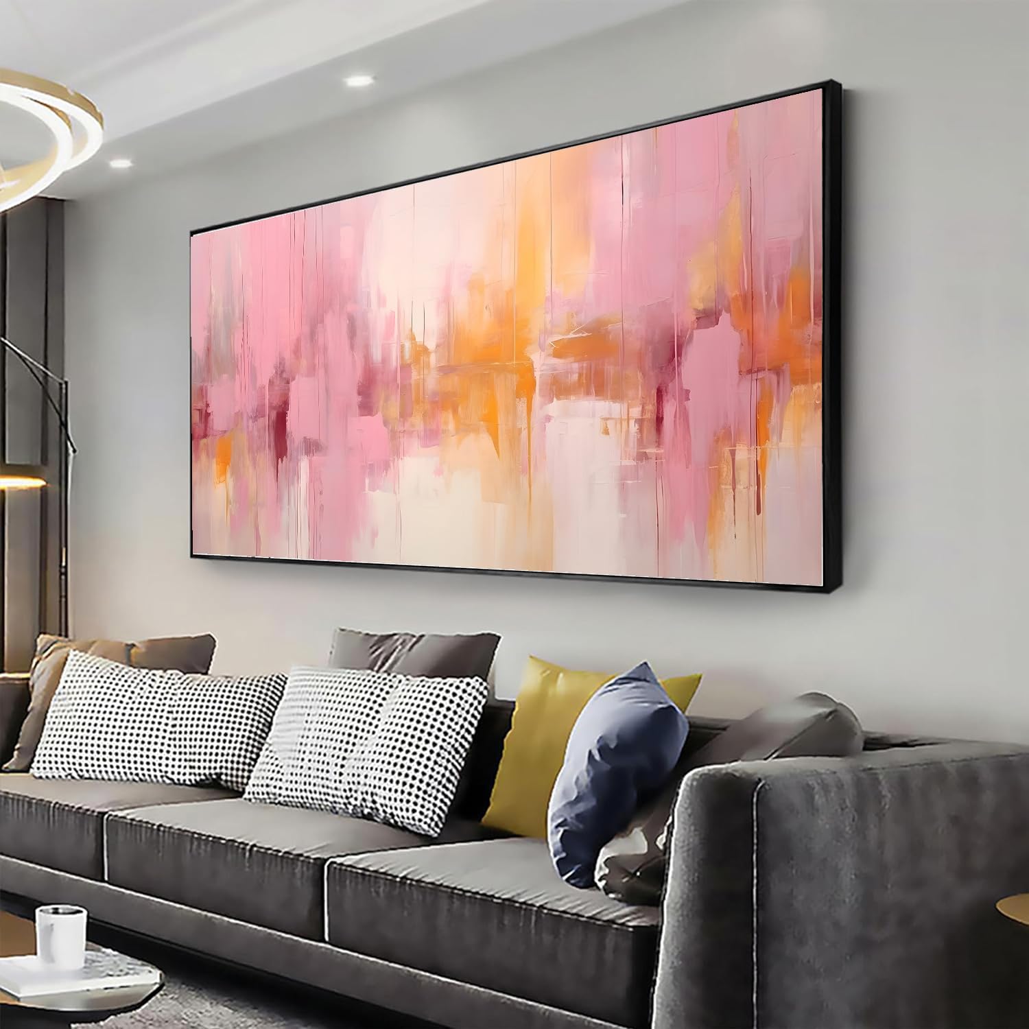 Amazon.com: ICEWQOQU Pink Canvas Wall Art, Abstract Art Canvas Painting ...