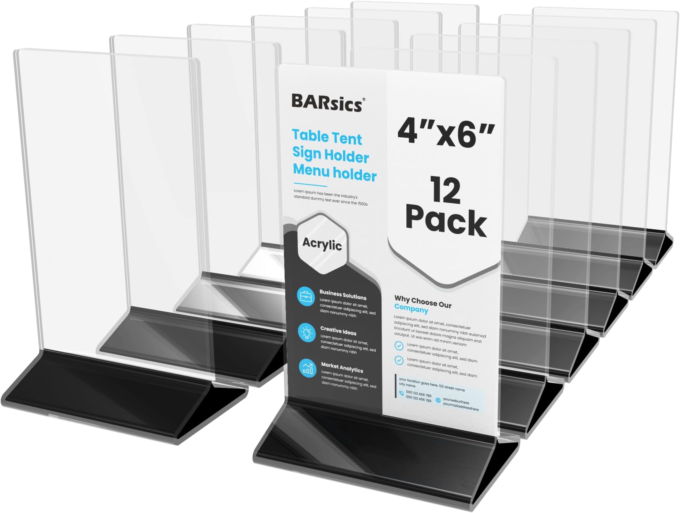 Amazon.com: BARsics 4x6 Sturdy Table Tent Menu Holder, Commercial 2 ...