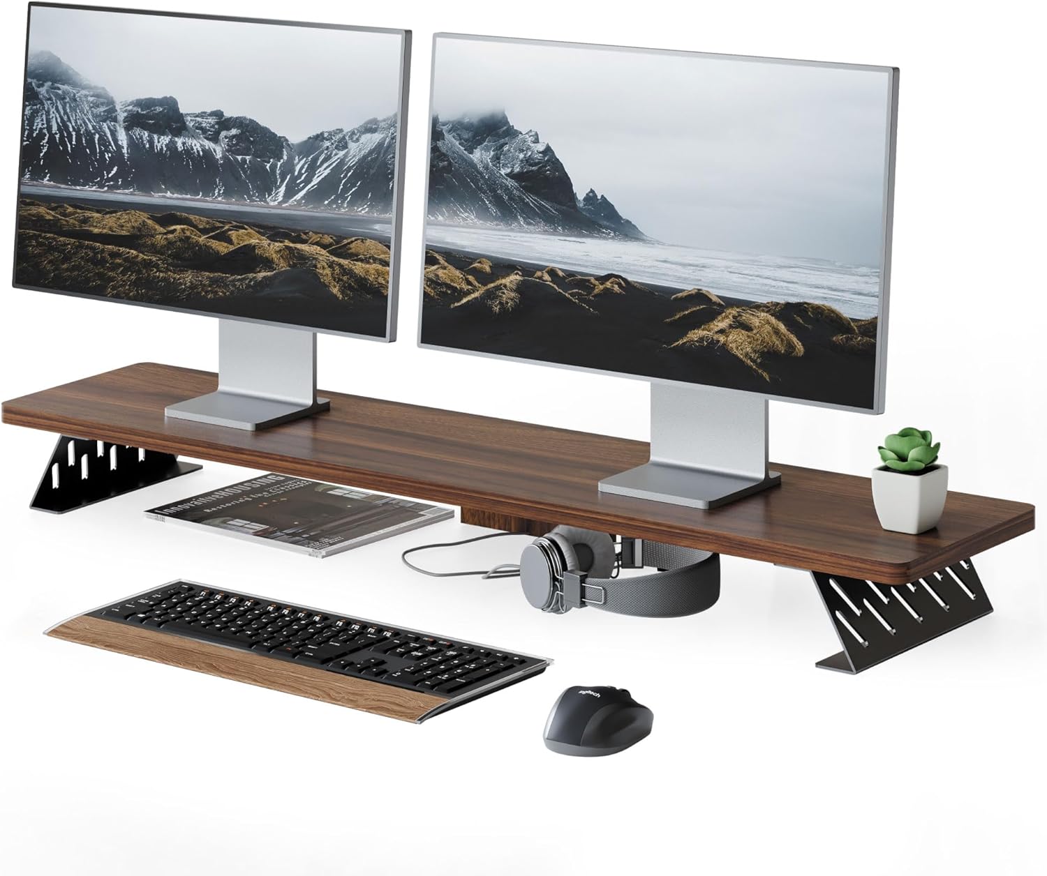 Amazon.com: Fenge Dual Monitor Stand Riser, 42.5 Inch Desk Top Shelf ...