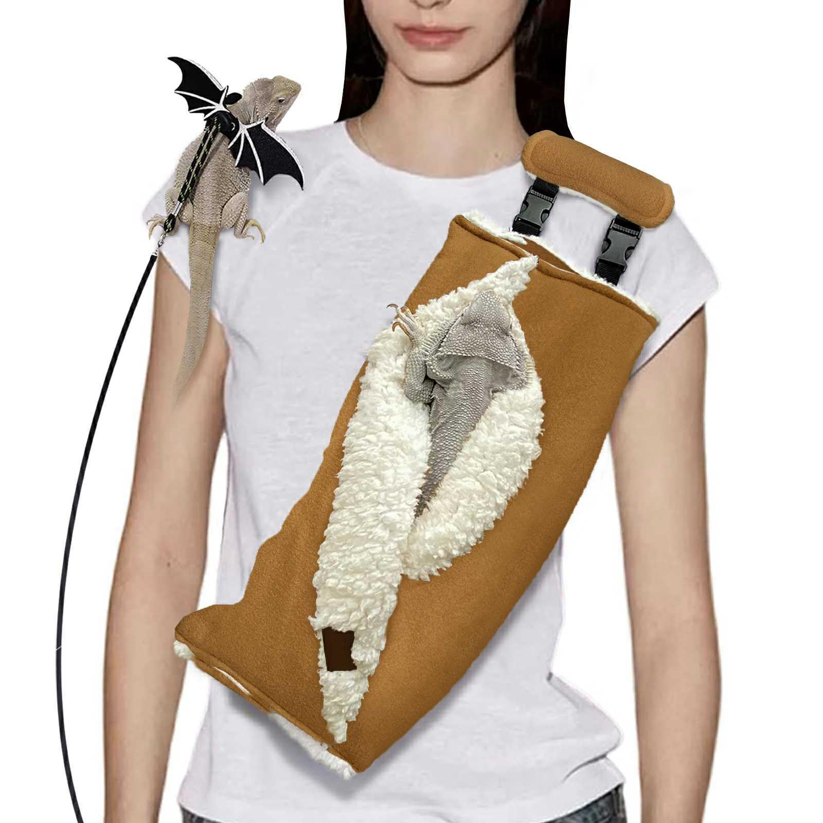 Snapklik.com : Adjustable Fluffy Bearded Dragon Sling Carrier Bag ...