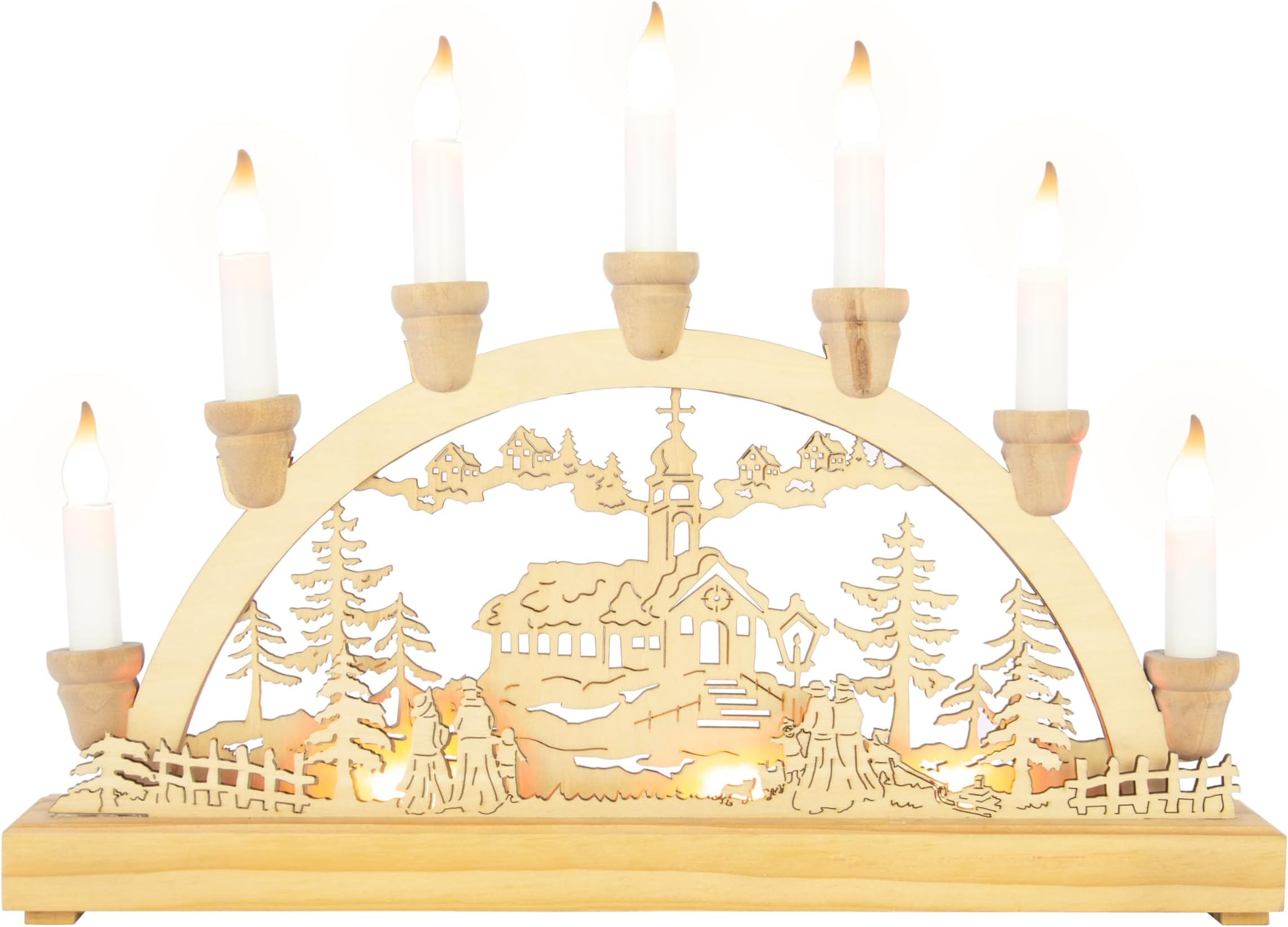 The Christmas Workshop 70780 Wooden Illuminated Candle Bridge / 7 Warm ...