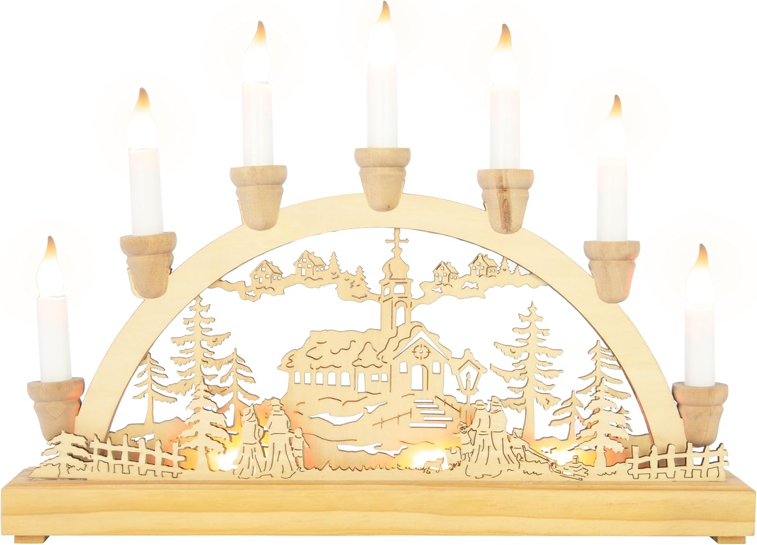 The Christmas Workshop 70780 Wooden Illuminated Candle Bridge / 7 Warm ...