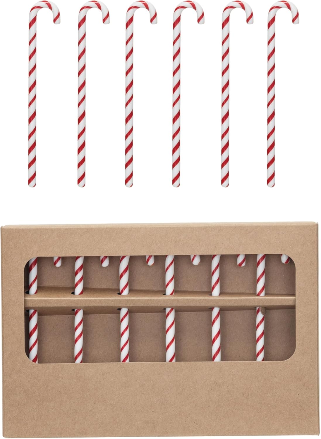Amazon.com | Creative Co-Op Glass Candy Cane Shaped Stir Sticks, Red ...