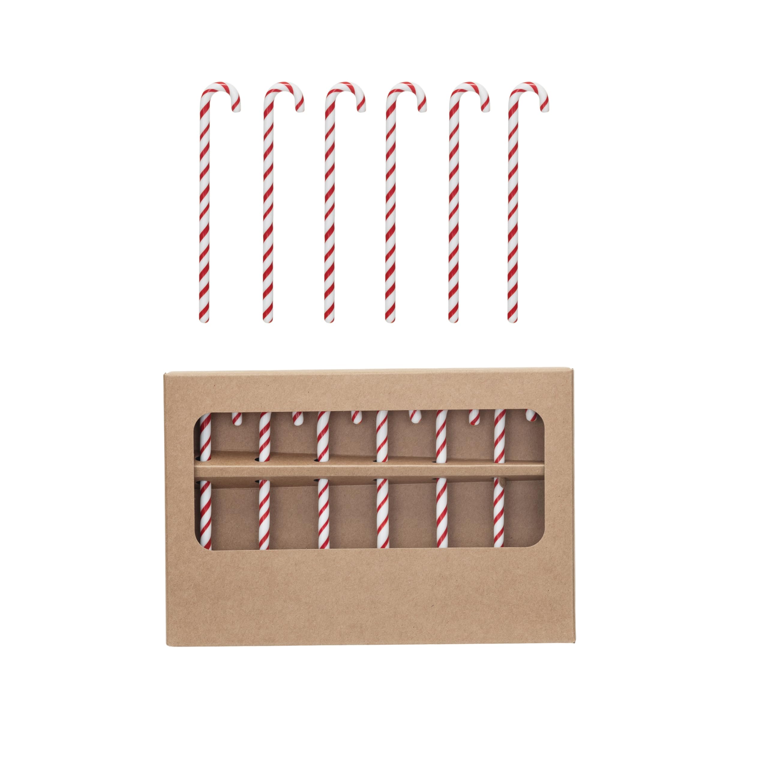 Amazon.com | Creative Co-Op, Red and White, Glass Candy Cane Shaped ...