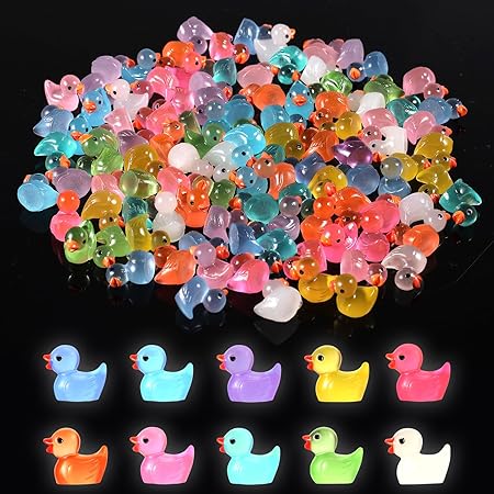 120pcs Mini Resin Ducks, Luminous Miniature Resin Ducks Tiny Ducks for ...