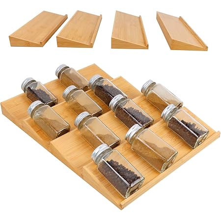 Amazon.com: Tinamo Acacia Spice Rack Organizer for Drawer - Wooden Tray ...