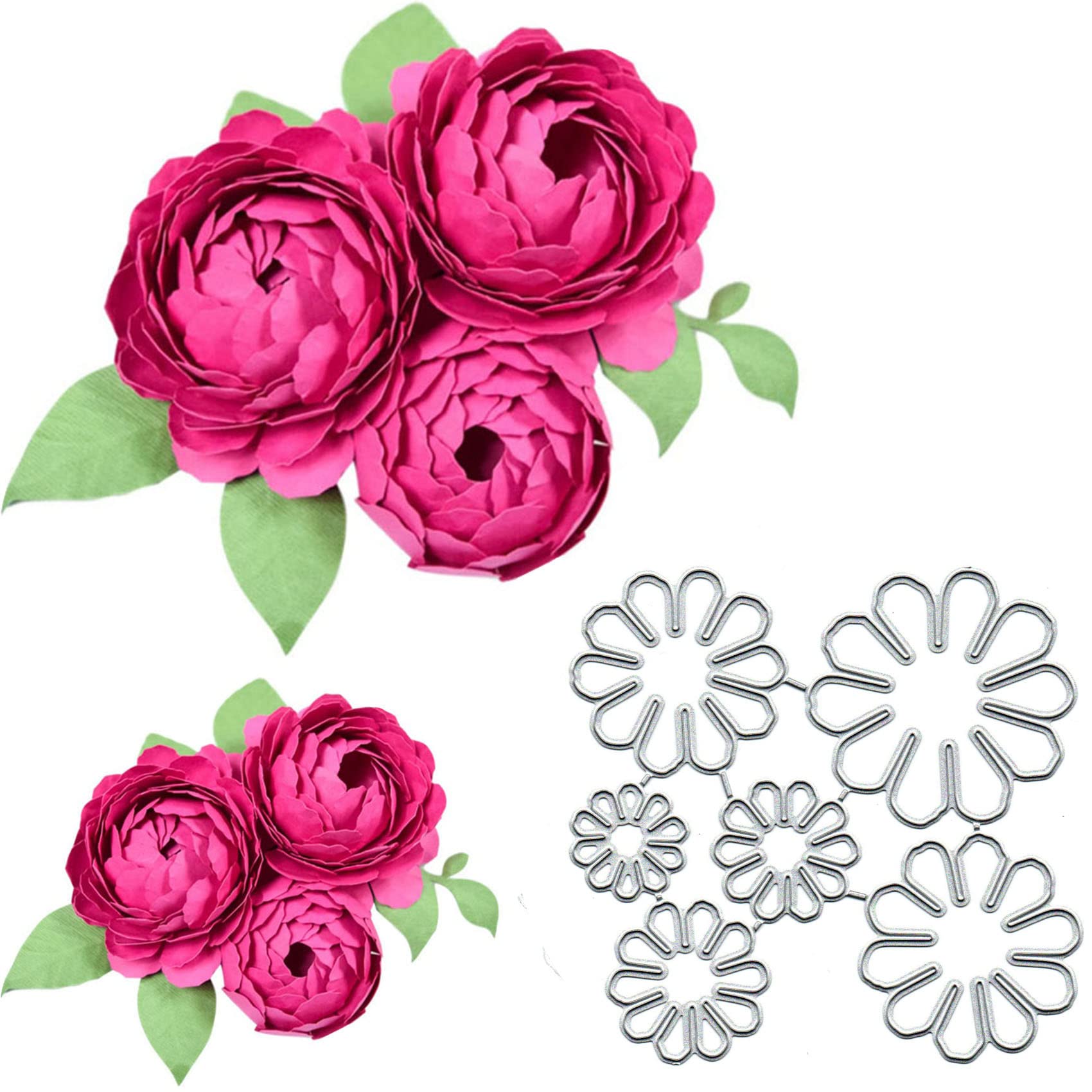 Amazon.com: 6/Pcs Peony Flower Metal Die Cuts for Card Making Spring ...