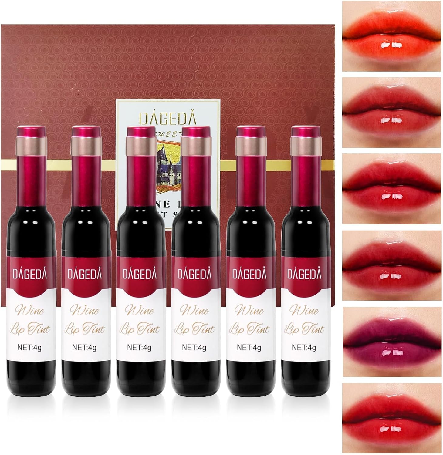 Prreal 6 Colors Wine Lip Tint Stain, Natural Lip Stain Long Lasting ...