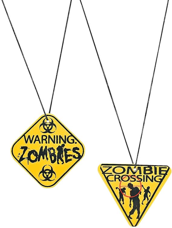 Amazon.com: Fun Express - Zombie Warning Sign Necklace for Party ...