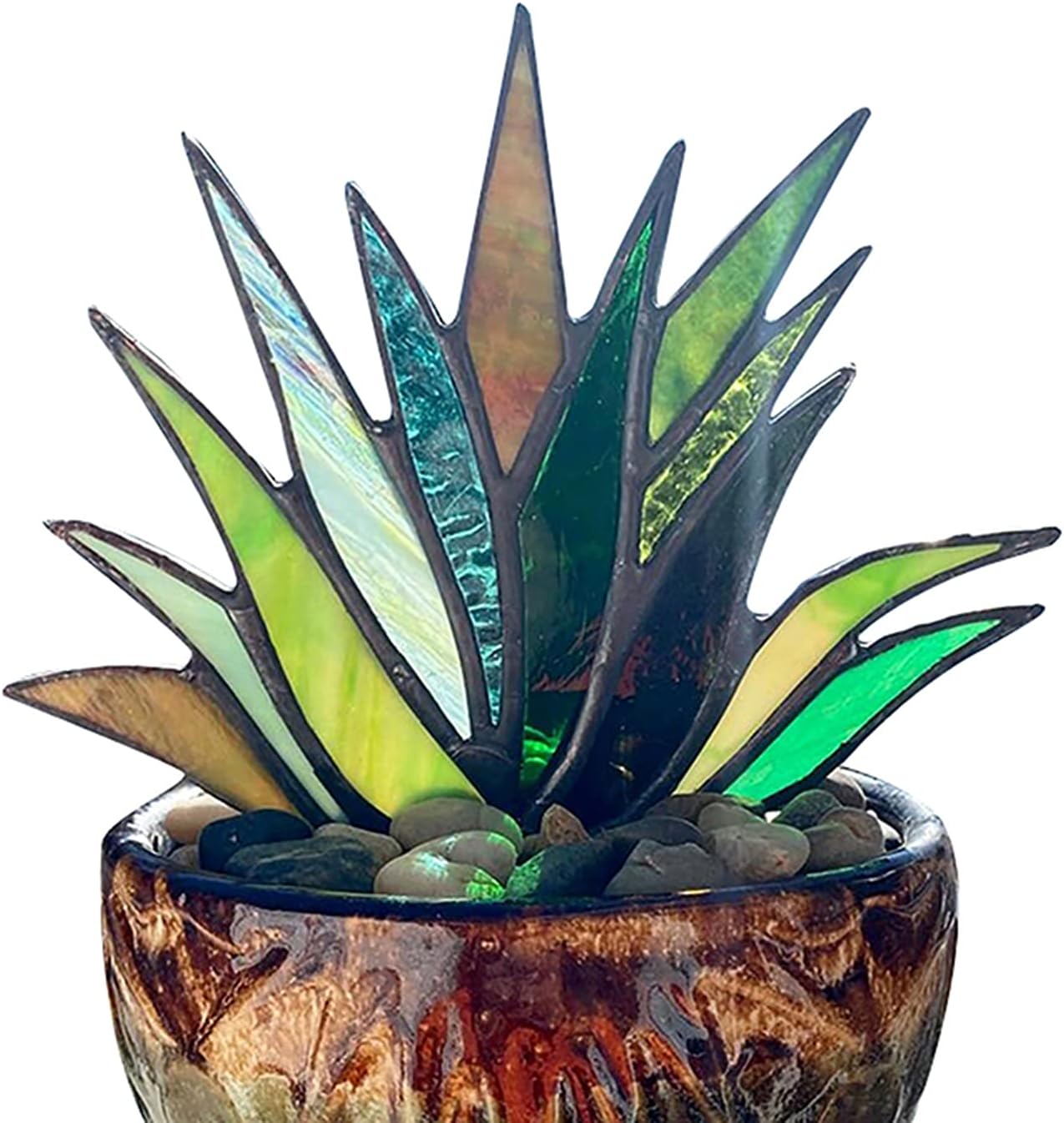 Amazon.com: Eishi Creative Fun Flower Pot Decoration Suncatcher Stained ...