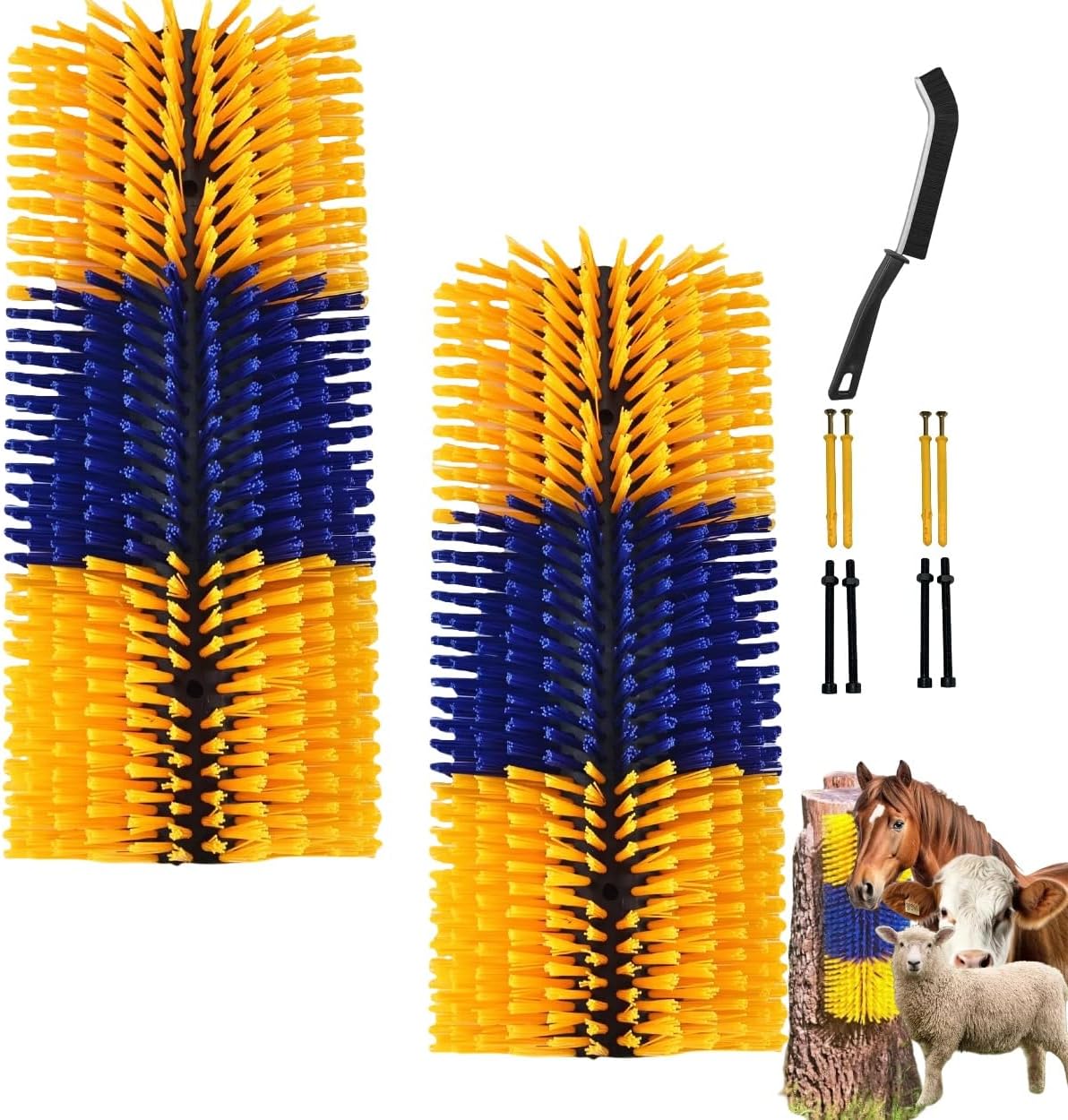 Amazon.com: 2PCS Livestock Scratching Brush, Goat Scratcher Brush Post ...