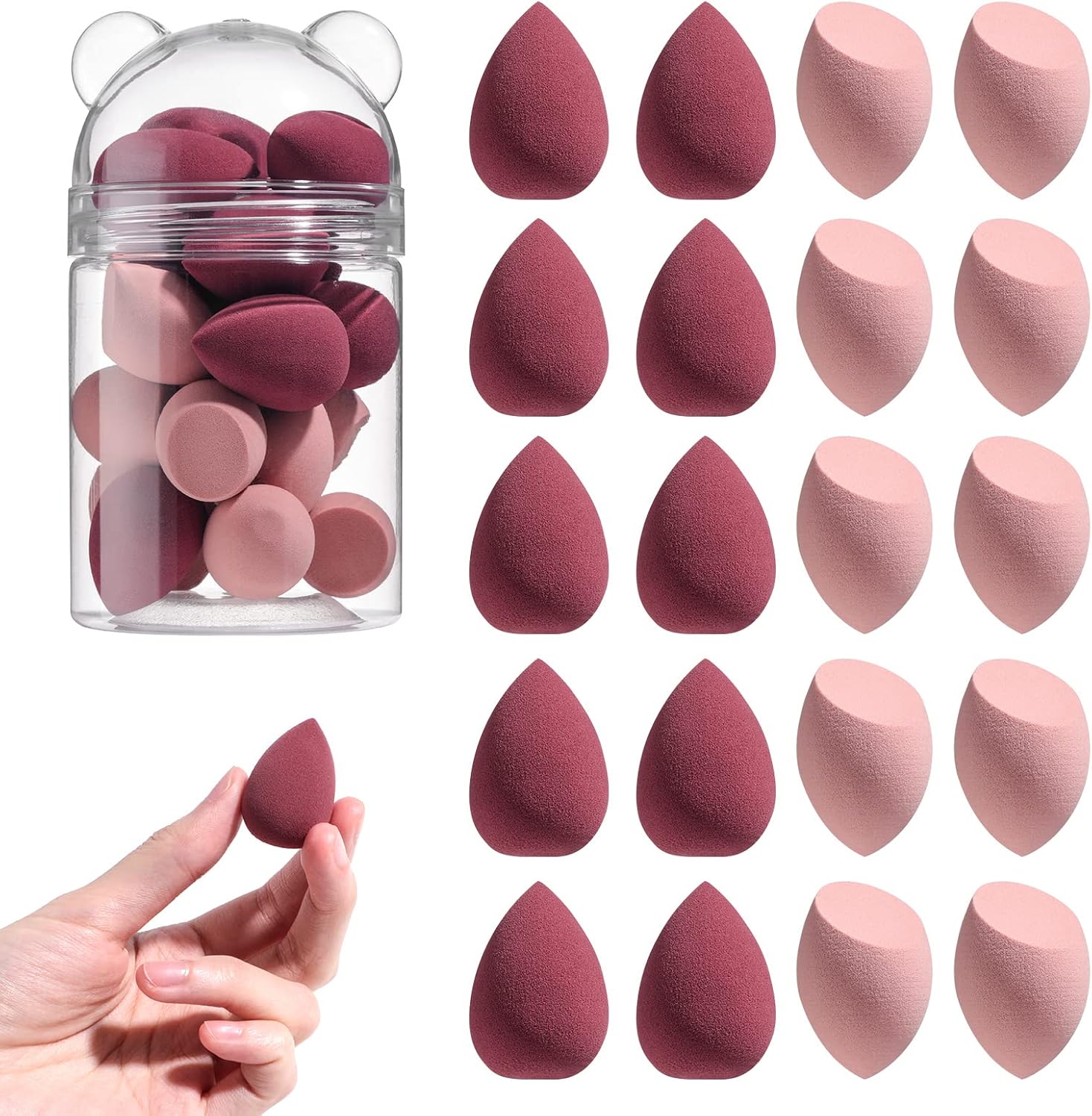 BS-MALL Juego de esponjas de maquillaje 20 piezas Mini esponjas para ...